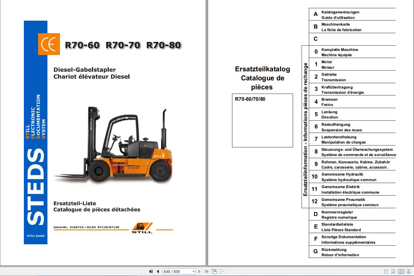 Still Diesel Fork Truck R70-60 R70-70 R70-80 (7126-7128) KALMAR Spare ...