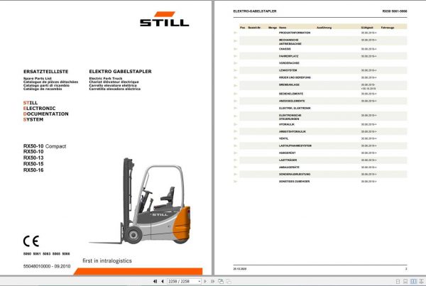 Still Electric Fork Truck RX50-10 RX50-13 RX50-15 RX50-16 (5060-5066 ...