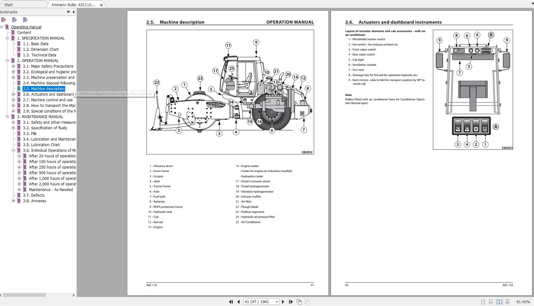 Ammann Roller ASC110 Cummins Tier 3 2012 Operation Manual