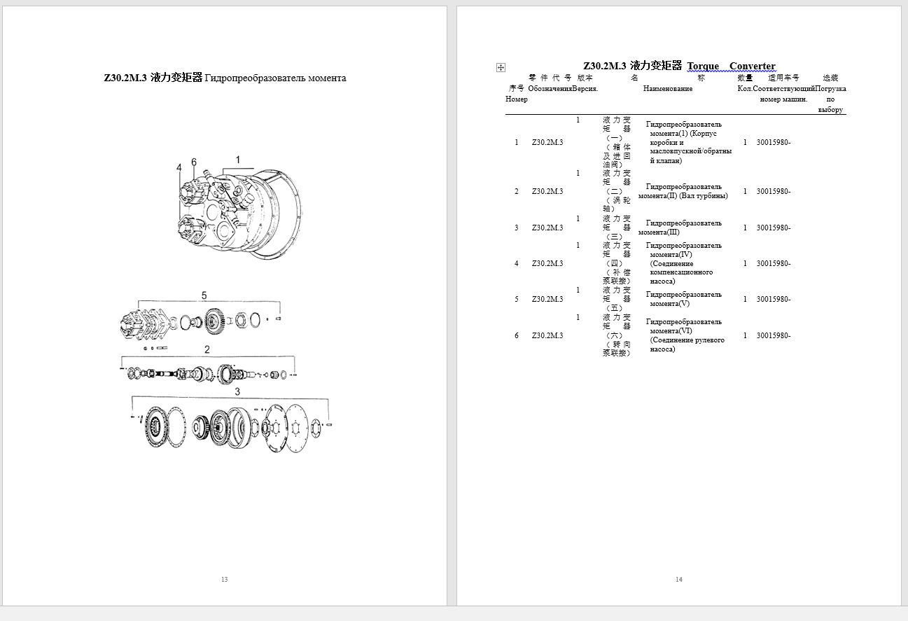 Changlin Wheel Loader ZLM30-5 Parts Catalog_RU+CH