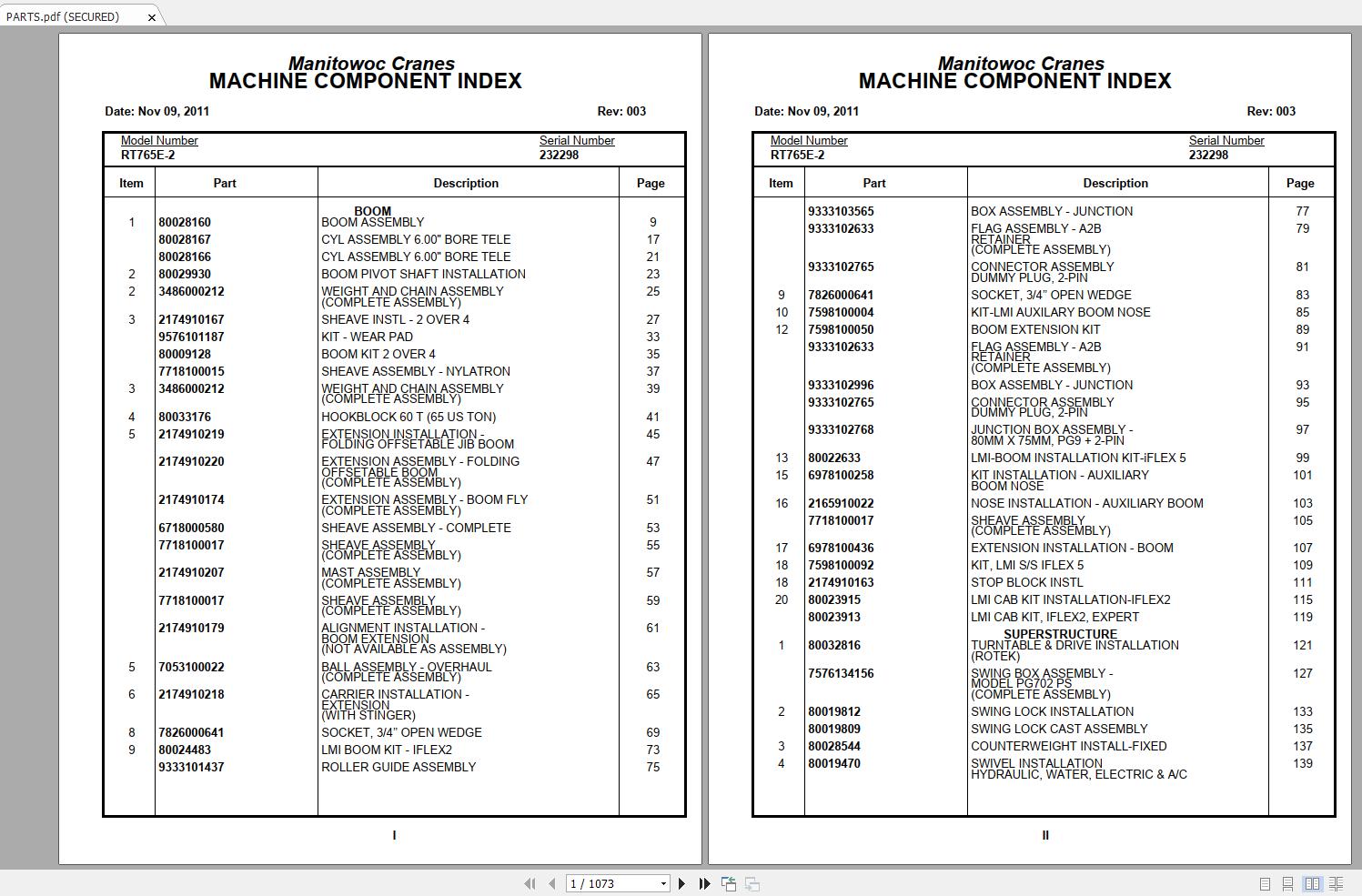 GROVE Mobile Crane RT765E-2 232298 Shop Manual