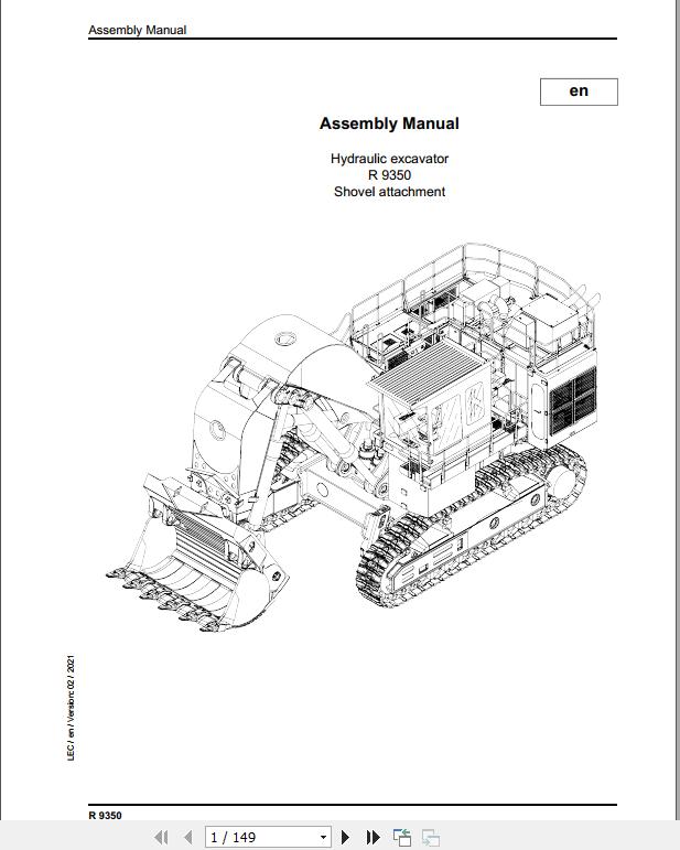 Liebherr Mining Crawler Excavator R9350 Shovel Assembly Manual_02-2021