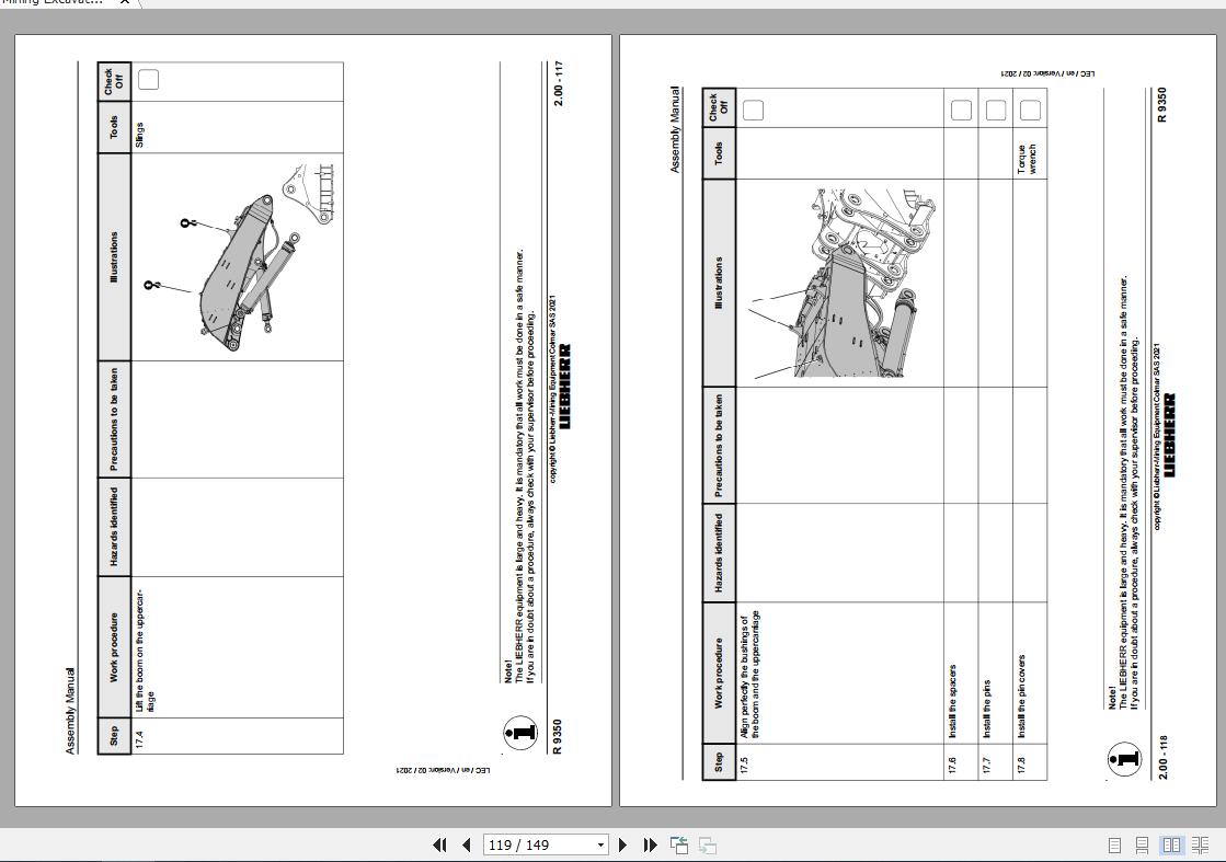 Liebherr Mining Crawler Excavator R9350 Shovel Assembly Manual_02-2021