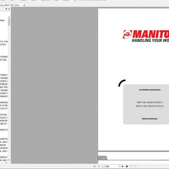 Manitou PDF DVD 37.66 GB Updated 2021 Service and Parts Manual and Operator Manual