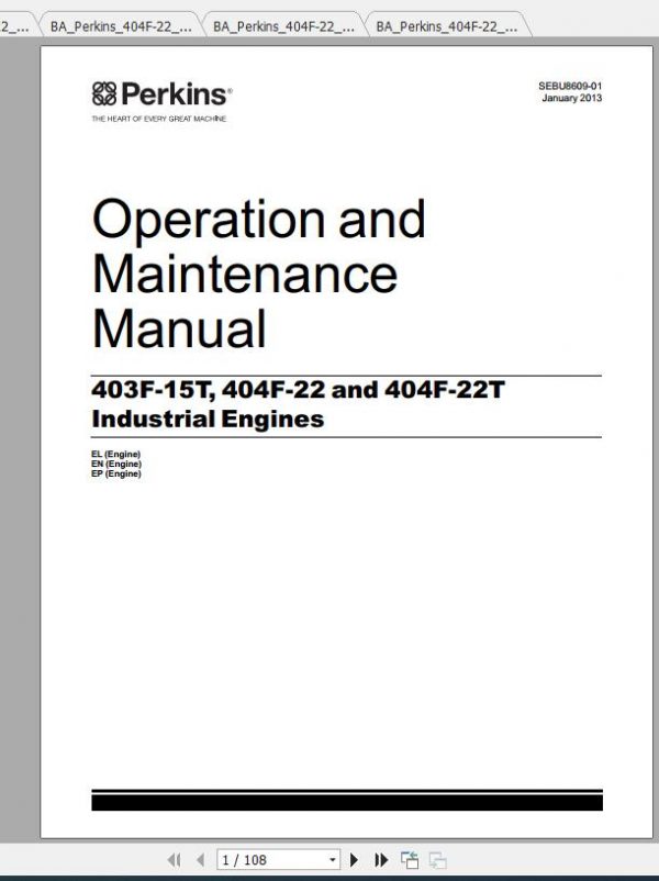 Perkins Engine 403F-15T 404F-22(T) Operation & Maintenance Manual