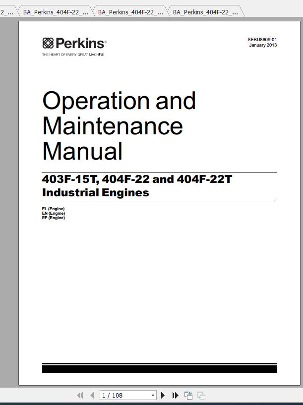 Perkins Engine 403F-15T 404F-22(T) Operation & Maintenance Manual