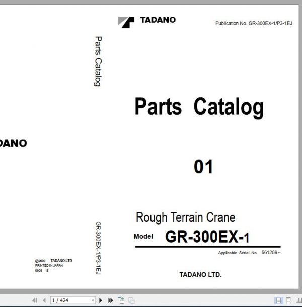 Tadano Rough Terrain Crane GR-300EX-1_P3-1EJ Parts Catalog EN+JP