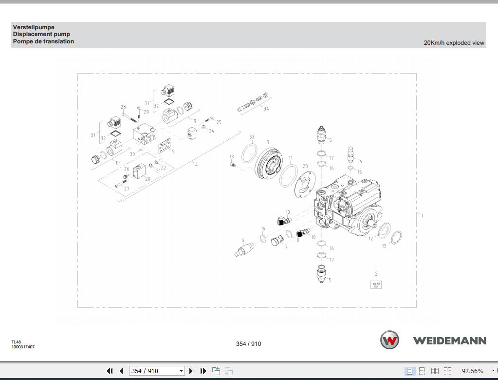 Weidemann Telehandler T5522 TL48 1.0 Spare Parts List EN+DE+FR