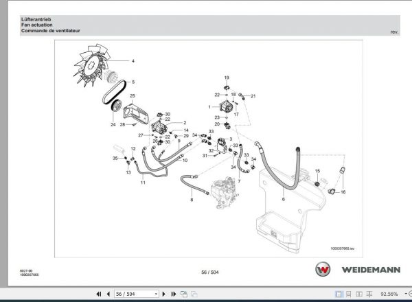 Weidemann Telehandler T6027 1.1 6027-00 Spare Parts List EN+DE+FR
