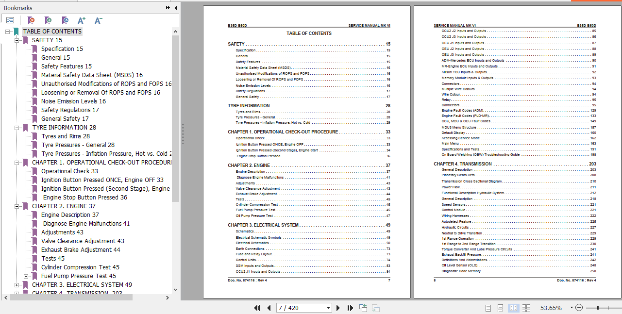 BELL B35D B40D B45D B50D ADT (Large ADT) Mk VI Service Manual 874116 rev 5