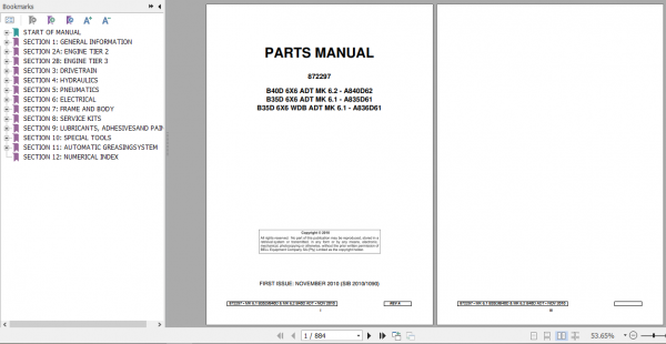 BELL B35D Mk 6.1,B40D Mk 6.1 & B40D Mk 6.2 ADT Parts Manual 872297