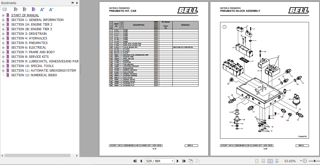 BELL B35D Mk 6.1,B40D Mk 6.1 & B40D Mk 6.2 ADT Parts Manual 872297