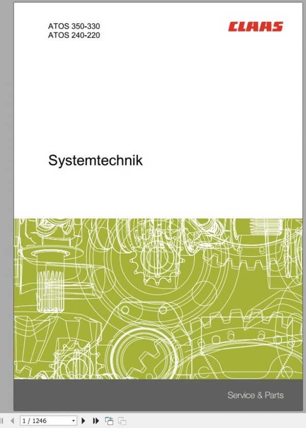 Claas ATOS 350-330 240-220 Technical System Service Manual DE+EN