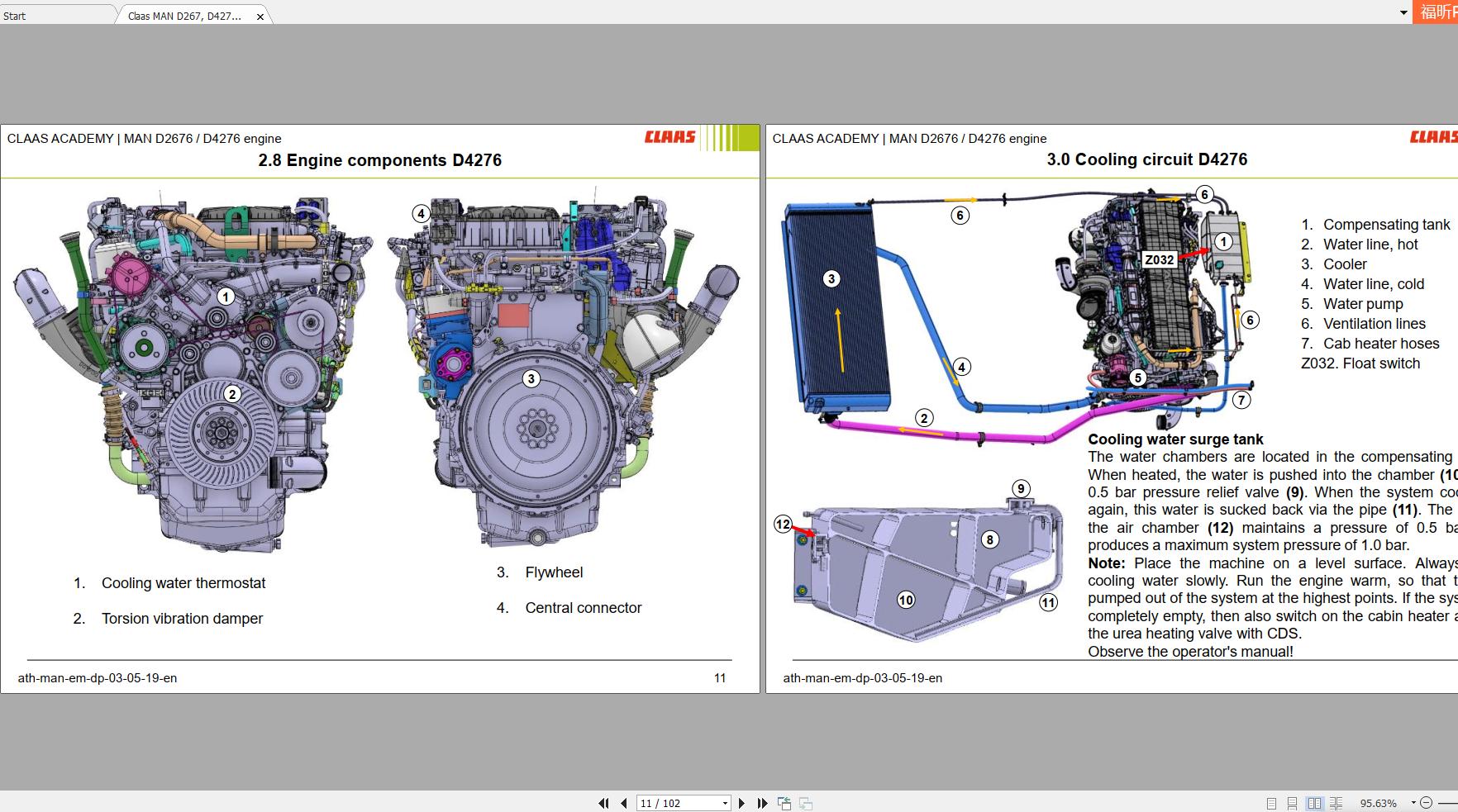 Claas MAN D267 D4276 Diesel Engine Training Manual EN