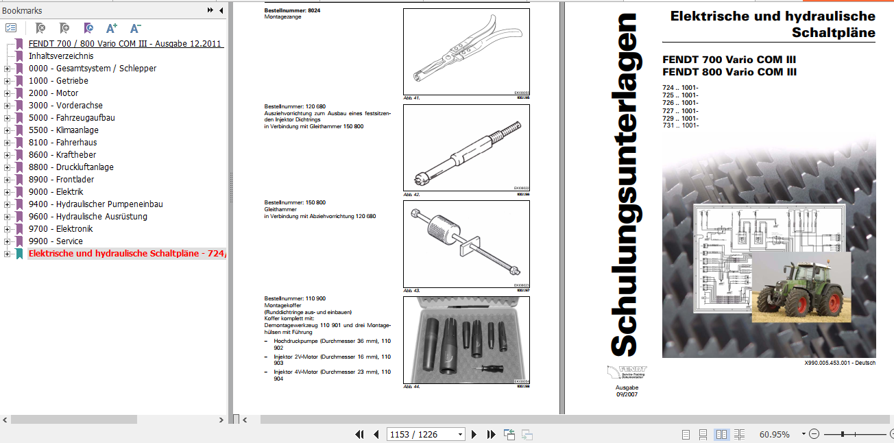 Fendt Tractor 700 Vario Com3 724-727 Operator, Diagrams, Workshop ...