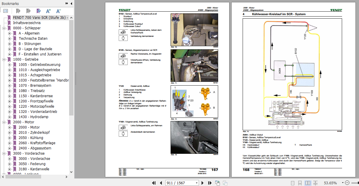 Fendt Tractor 700 Vario SCR (3b) - VIN 732 - 737 Operator, Diagrams ...