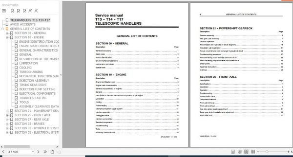 Fiat Hitachi Telehandlers T13 T14 T17 Service Manual