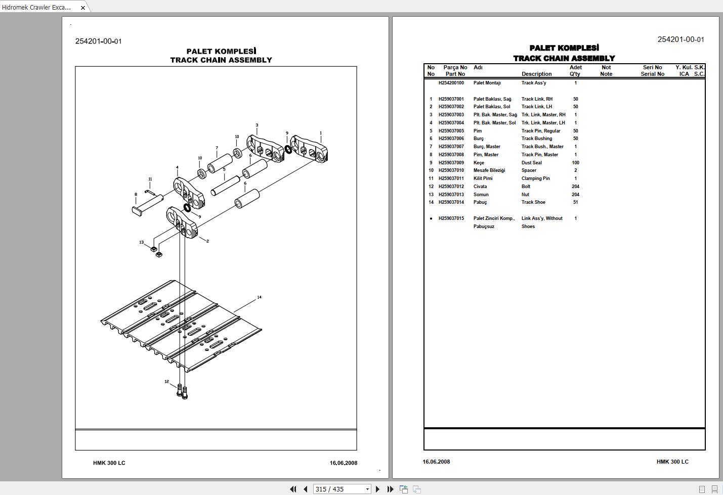 Hidromek Crawler Excavator HMK 300LC3 LR 4 ISUZU 9125501 Spare Parts ...