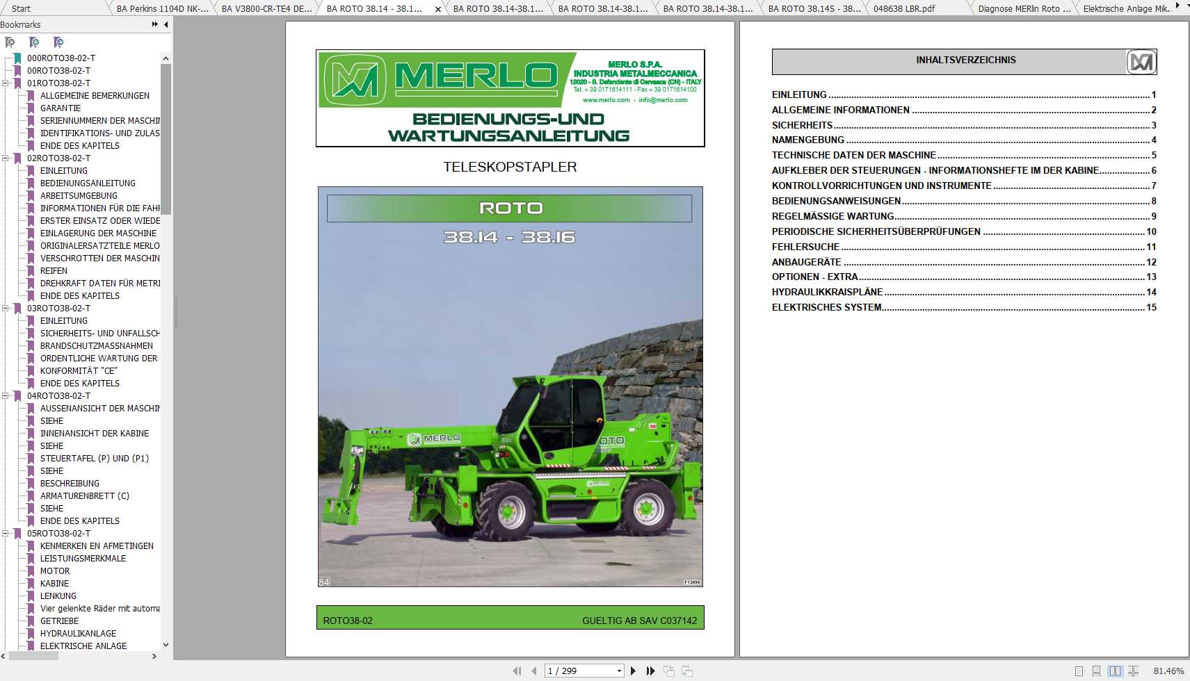 Merlo ROTO SM 400° (R38.14 - R38.16 - R40.18S - R50.10S ab SAV C037142 ...