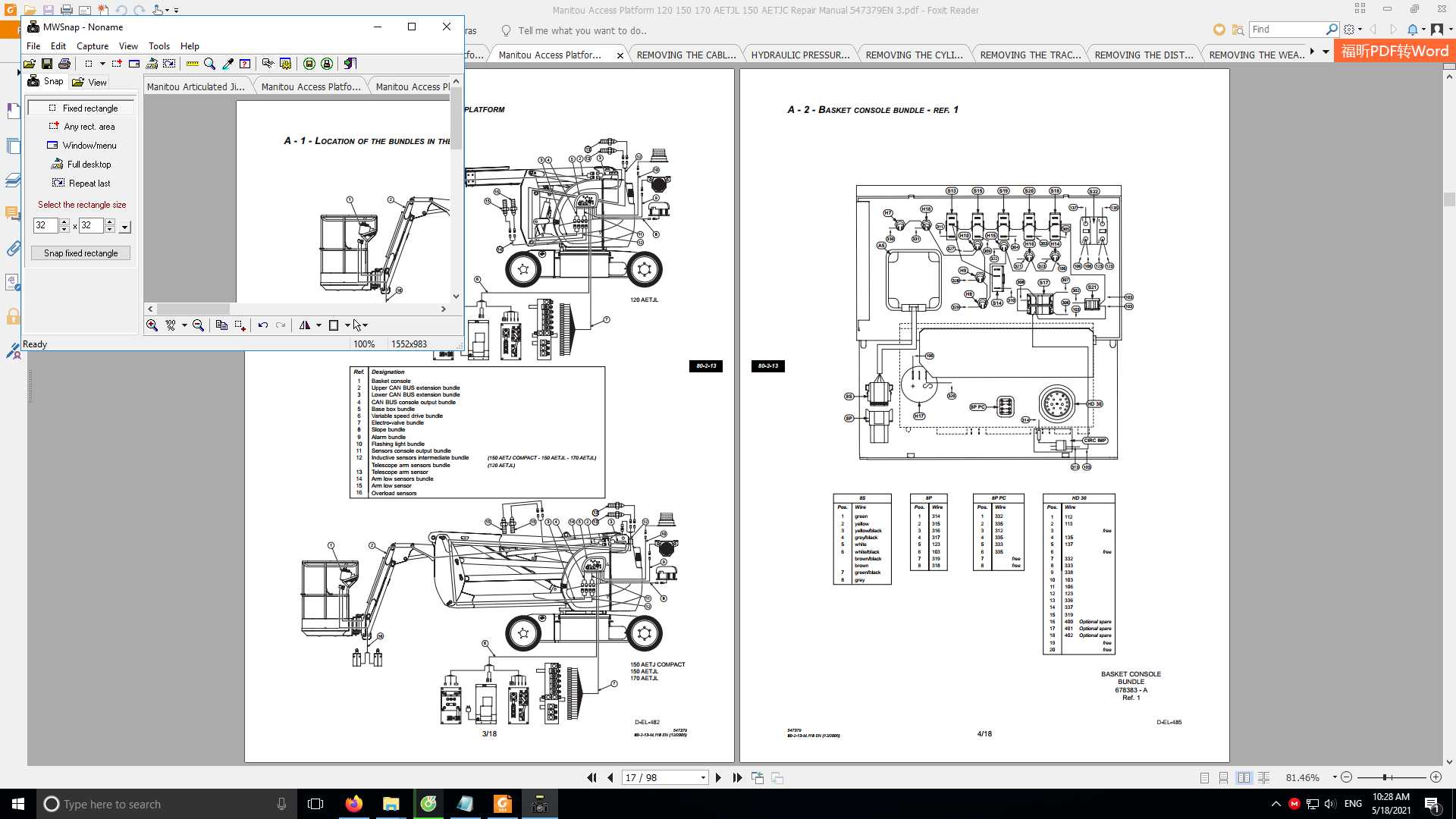 Manitou Access Platform 120 150 170 AETJL 150 AETJC Repair & Operator ...