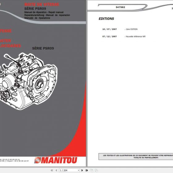 Manitou Gearbox T12000 Repair Manual 647019EN