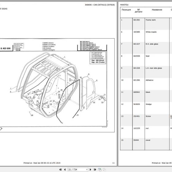 Manitou MLT 523 Genuine Part Catalogues
