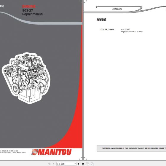Manitou Perkins Engine 854E-E34TA 854F-E34T Repair Manual 647173EN
