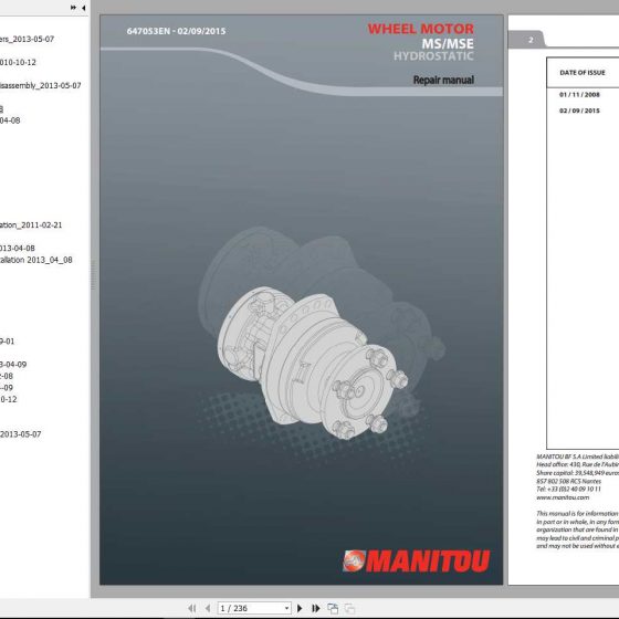 Manitou Rexroth Hydrostatic Pump & Motor Repair Manuals