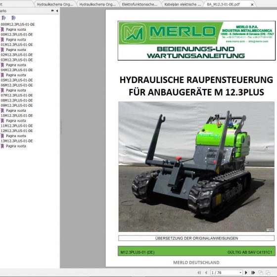 Merlo CINGO SERIE 2 (ab 2007) Service Manual, Hydraulic & Electrical ...