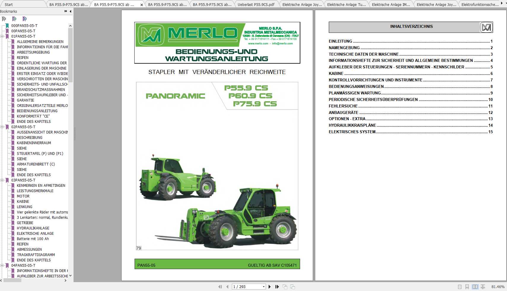 Mesin MERLO Telehandlers PDF Manual Bagian Servis Jerman,, 48% OFF