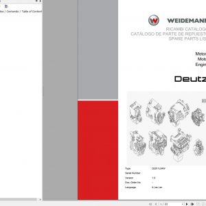 Weidemann Engine Deutz D2011L04W 1.0 Spare Parts List DE+FR+EN