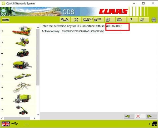 CLAAS Diagnostic System Claas Interface Key Activation