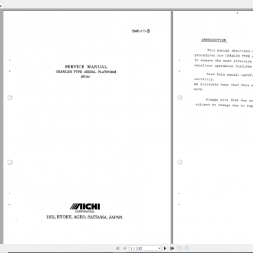 Aichi Aerial Work Platform SR123J_SME120 Service Manual_En