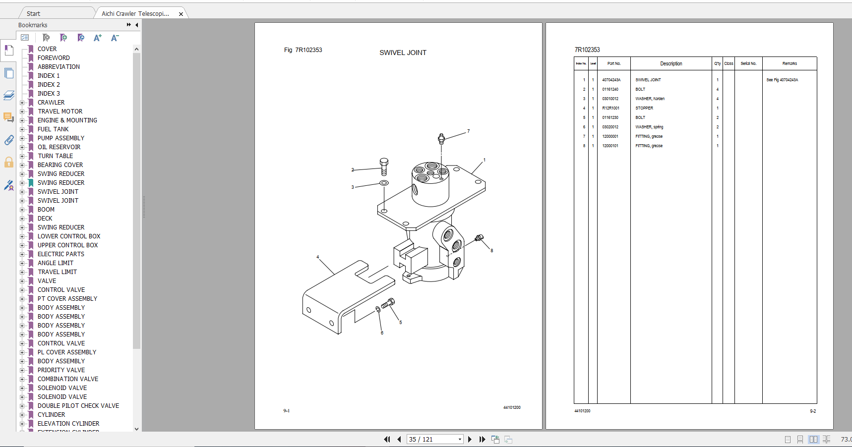 Aichi Crawler Telescopic RZ090_A3_STA00008 Parts List_En
