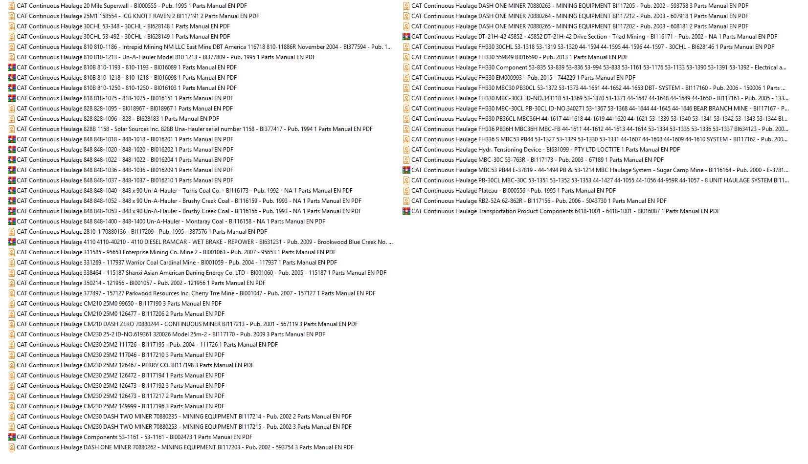CAT Continuous Haulage 979MB Full Models Spare Parts List PDF DVD ...