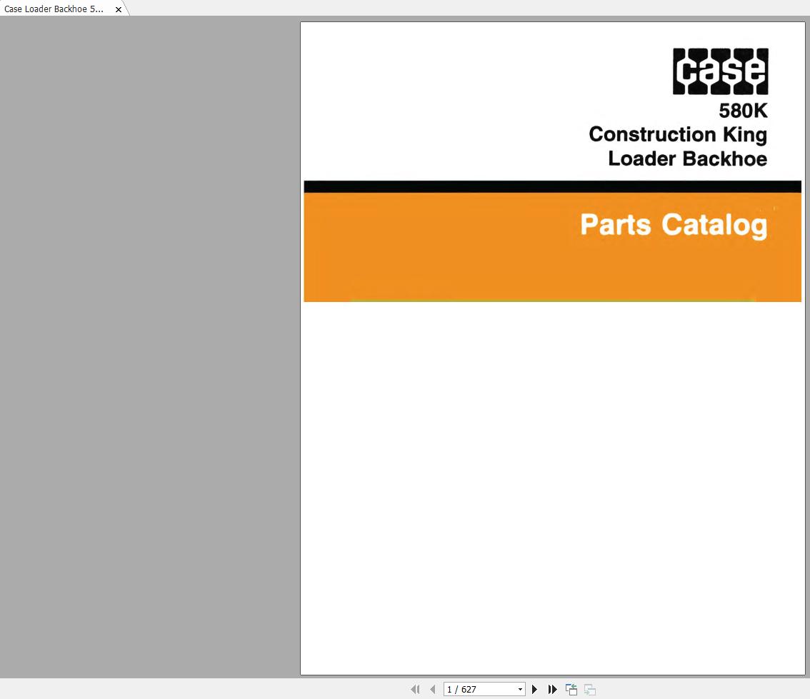 Case Loader Backhoe 580K Construction King Parts Catalog