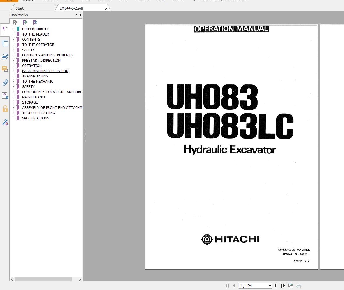 Hitachi Excavator UH 3.52GB Parts Catalog and Service Manual PDF DVD