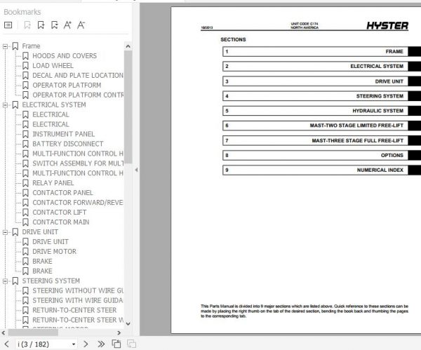 Hyster Electric Motor Narrow Aisle Trucks C174 R30XMS Parts Manual