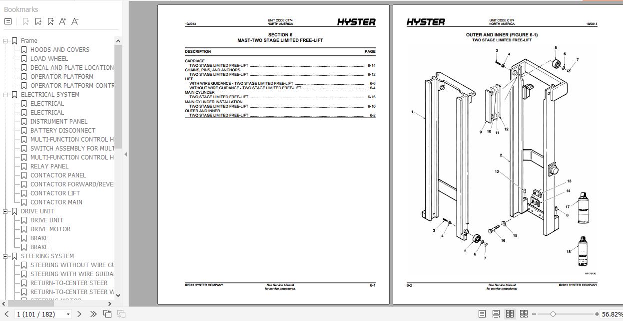 Hyster Electric Motor Narrow Aisle Trucks C174 R30XMS Parts Manual