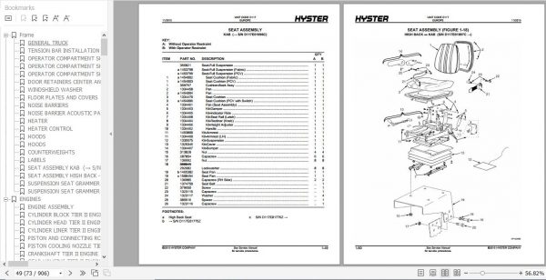 Hyster Forklift Truck D117 H36.00-48.00E,-16CH Parts Manual 897933