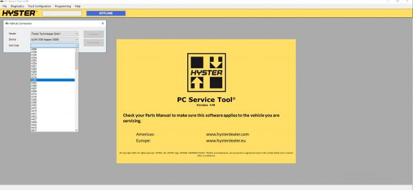 Hyster & Yale PC Service Tool v4.98 06.2021 Diagnostic Software DVD How To Install Setting Guide