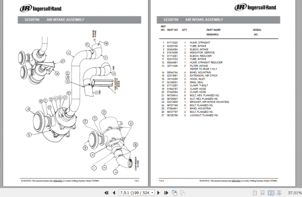 Ingersoll Rand CM780D 78259 78271 Spare Parts List