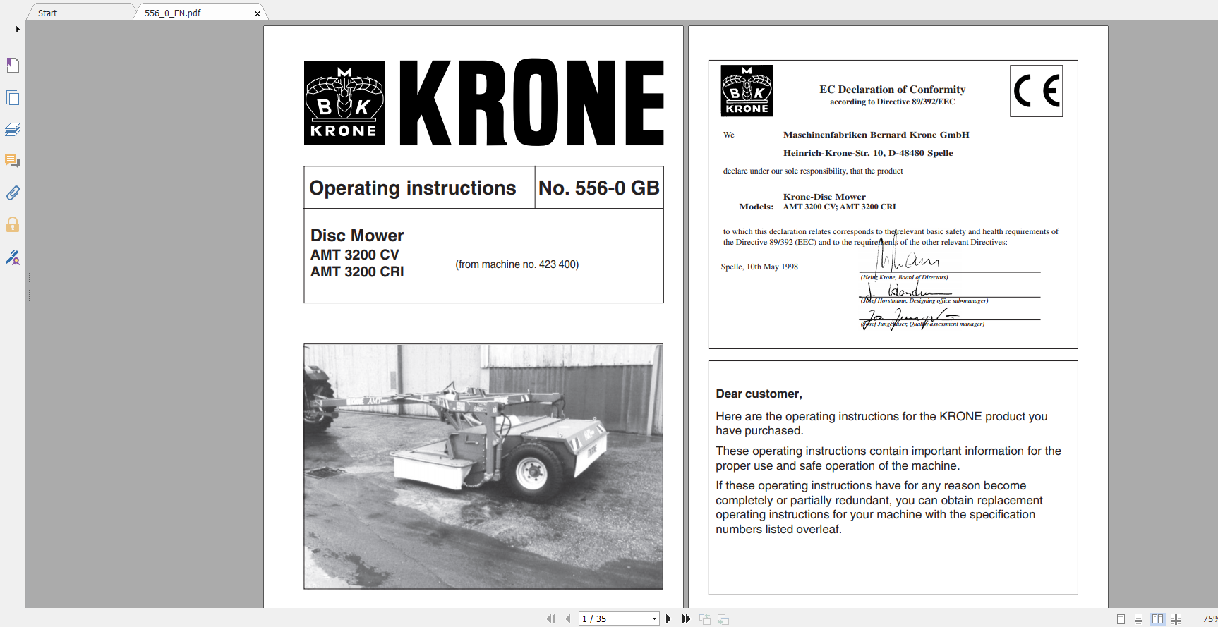 Krone Agricutural 16.7Gb All Model Opearation Manual Updated 06.2021 ...