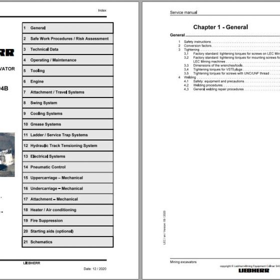 Liebherr Mining Crawler Excavator R996B 1281 26049 12-2020 Service Manual