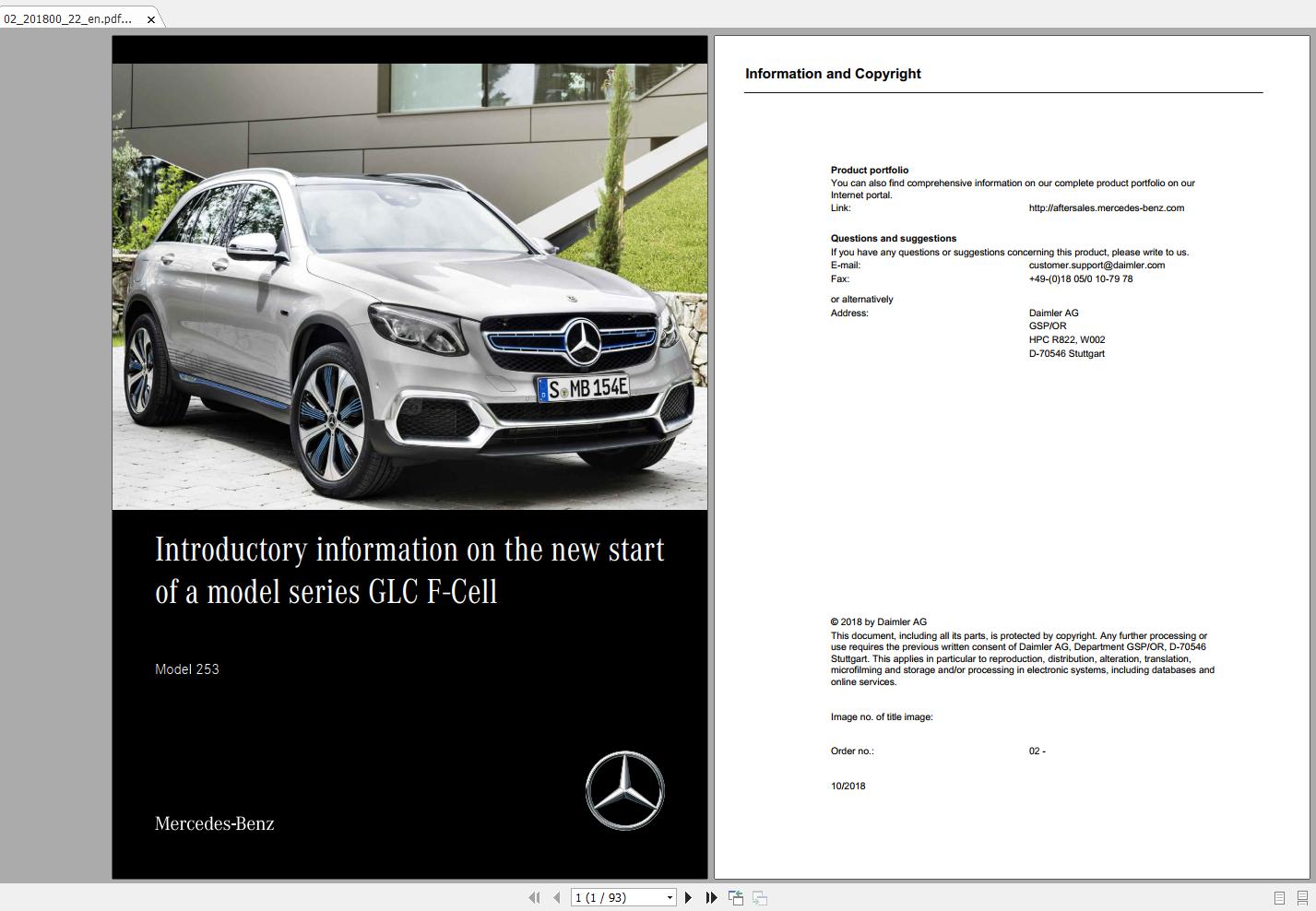 Mercedes GLC Class Model Series 253 2013-2019 Sevice Training