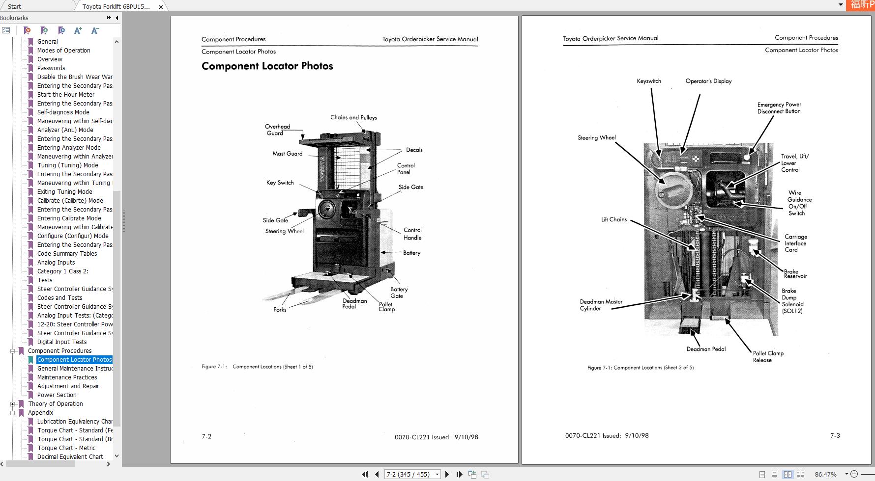 Toyota Forklift 6BPU15 00700-CL221 Service Manual