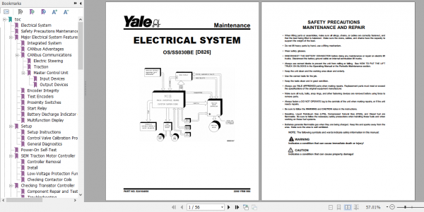Yale Class 2 Electric Motor Narrow Aisle Trucks C801 (OS030EC) Service Manual