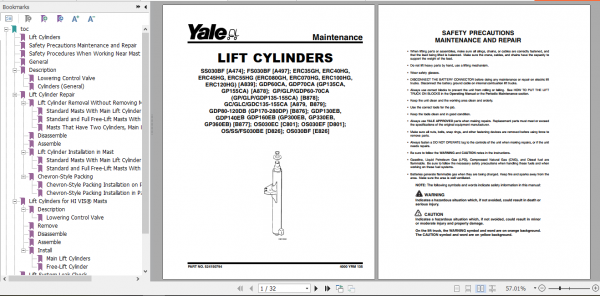 Yale Class 2 Electric Motor Narrow Aisle Trucks C801 (OS030EC) Service Manual