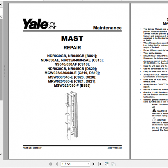Yale Class 2 Electric Motor Narrow Aisle Trucks C801 (OS030EC) Service Manual
