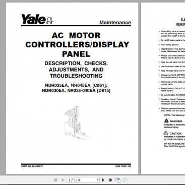 Yale Class 2 Electric Motor Narrow Aisle Trucks C855 (MS16S Europe) Service Manual